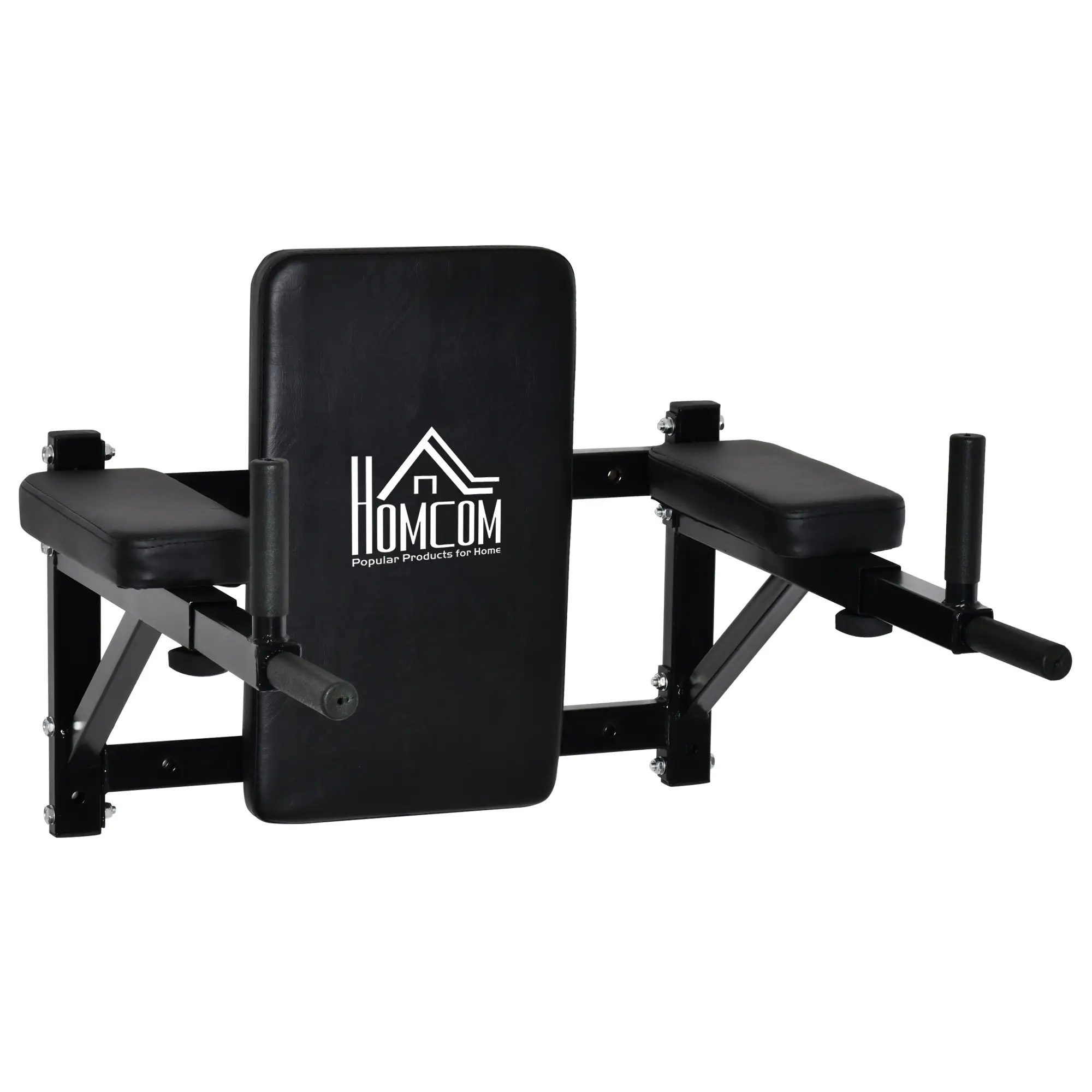 HOMCOM Wall Mounted Dip Station Knee Leg Raise Chin Up Pull Up Rack ...