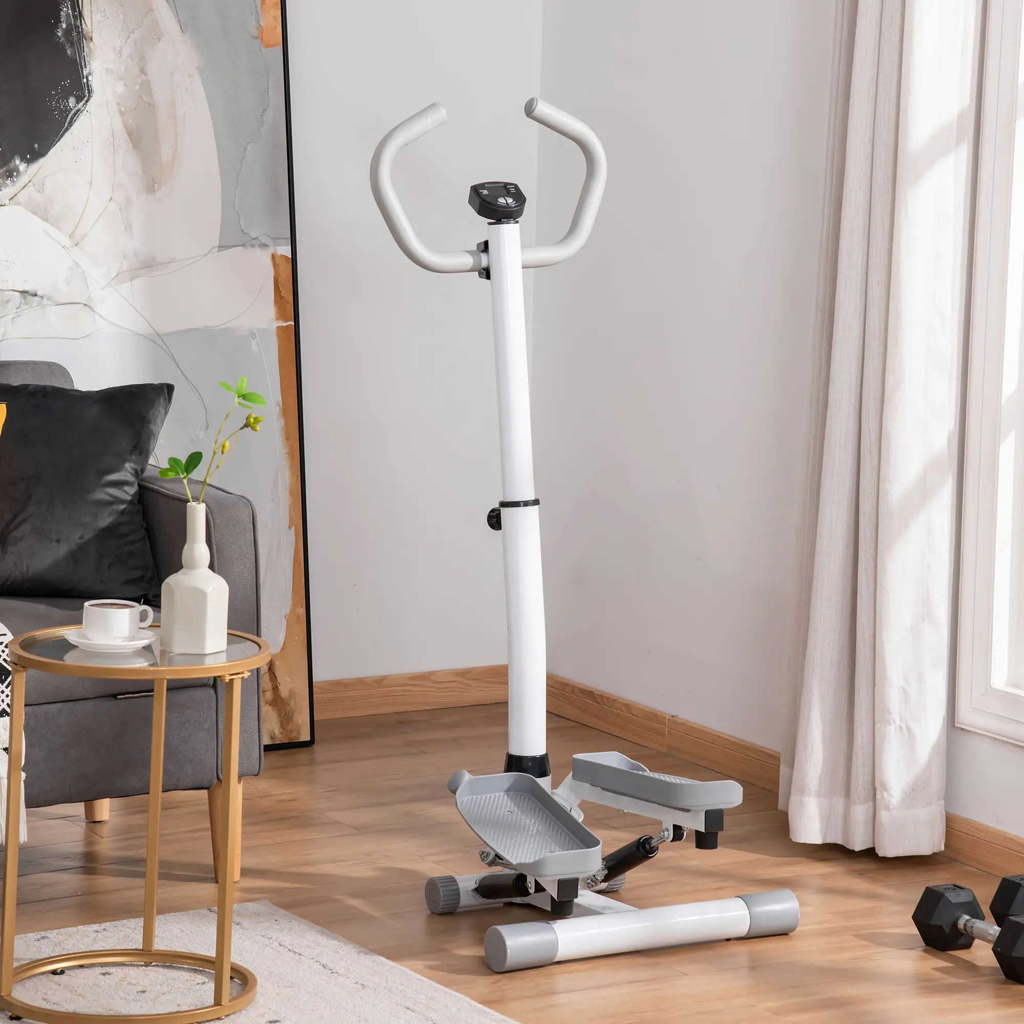 Elite Adjustable Step Machine with LCD Screen & Handlebar – HOMCOM Home ...
